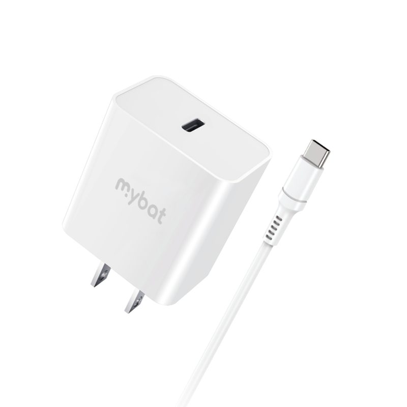 MyBat 2-in-1 22W Travel Charger with 4ft USB-C to USB-C Cable – White ...