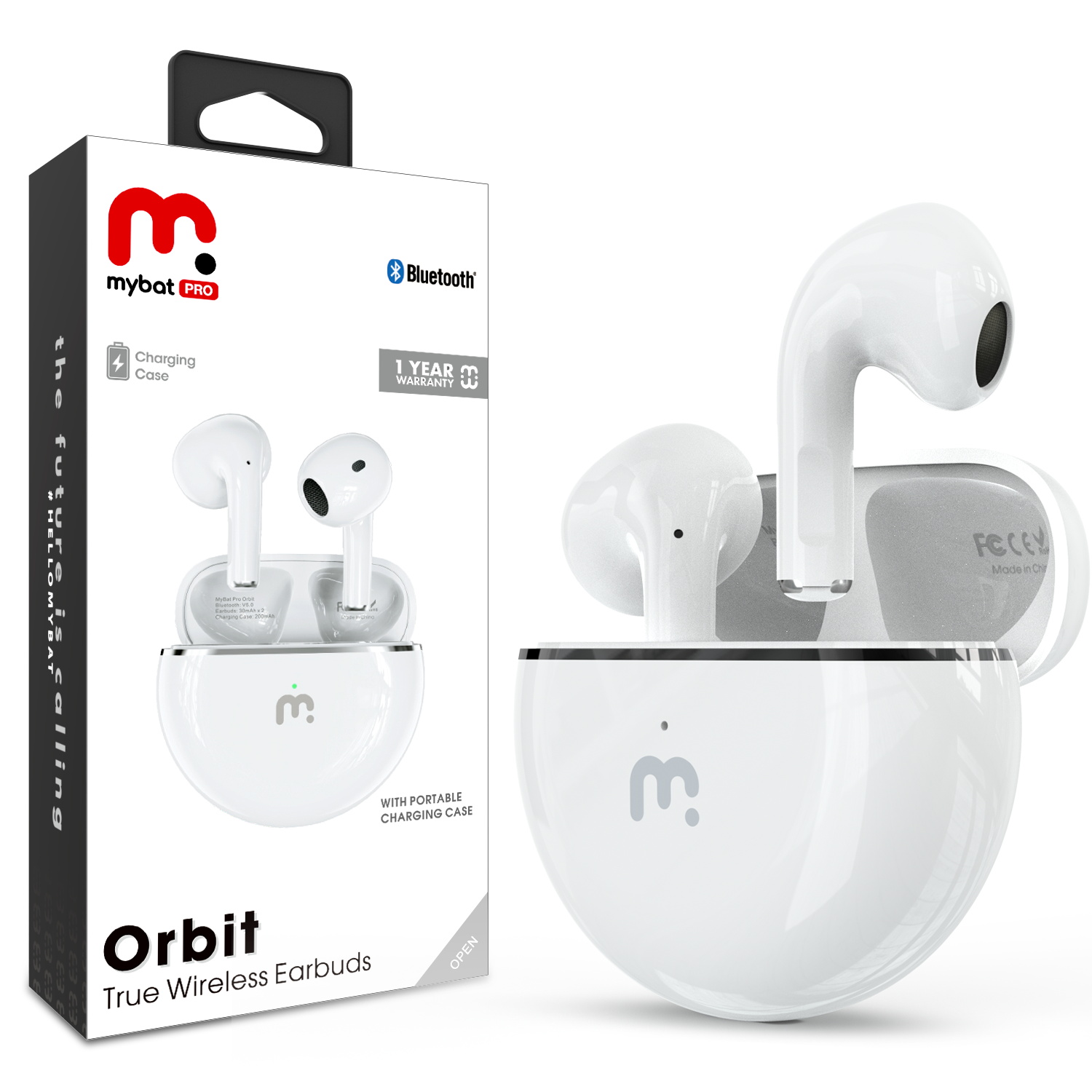 MyBat Pro Orbit True Wireless Earbuds with Charging Case – White ...