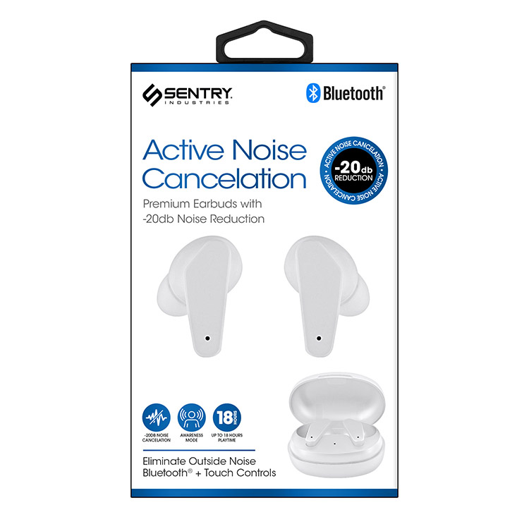 Sentry White Active Noise Cancelling True Wireless Bluetooth Buds ...