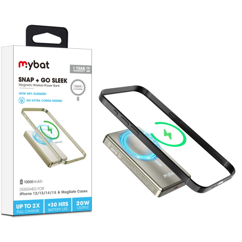 MyBat 10000mAh SNAP + GO SLEEK Magnetic Wireless Power Bank – Natural ...
