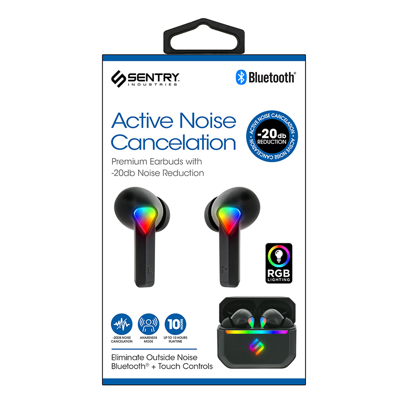 Sentry Active Noise Canceling Light Up Earbuds “S” – Black – Boost ...