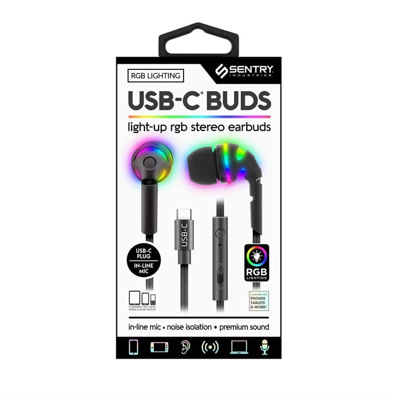 Sentry Light-Up USB-C Wired Ear Buds – RGB – Boost Mobile Accessories ...