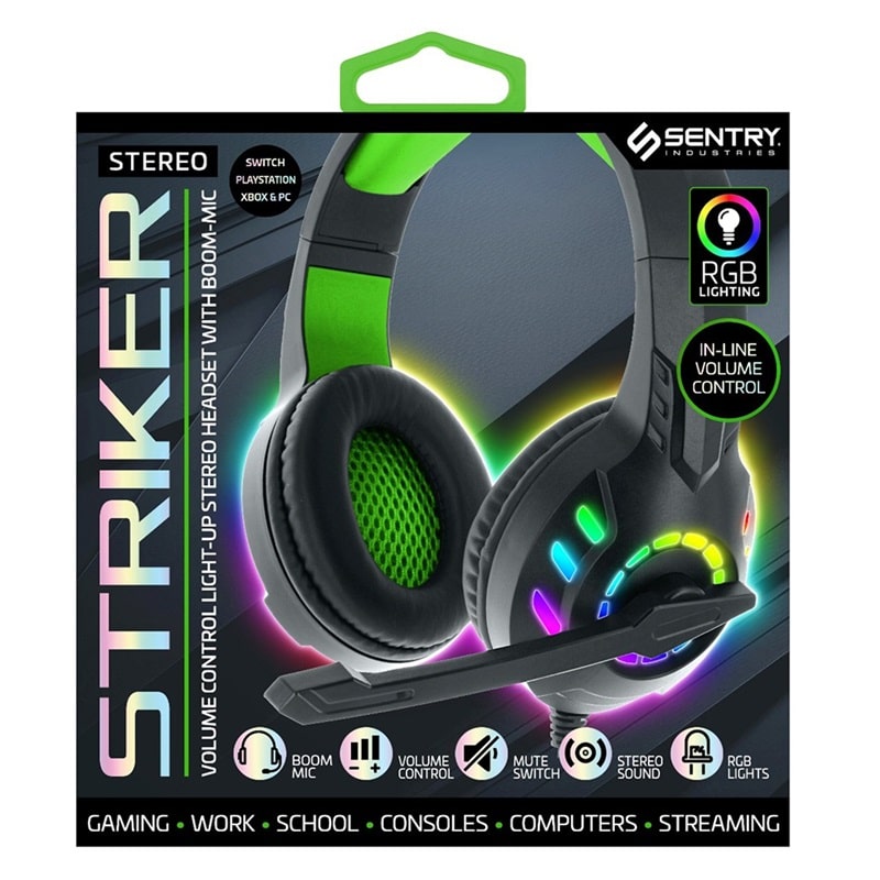 Sentry Light-Up RGB Universal Gaming Headphones – Green RGB – Boost ...